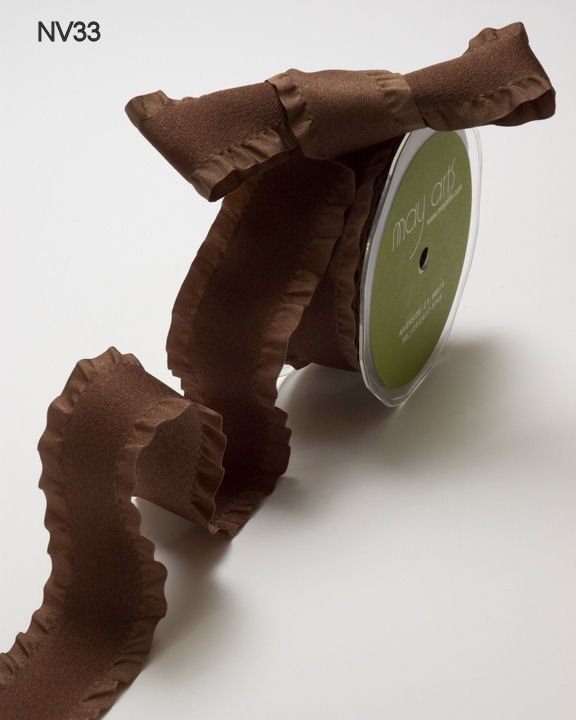 1.5 Inch Faux Suede Ruffled Edge Ribbon - May Arts Wholesale Ribbon